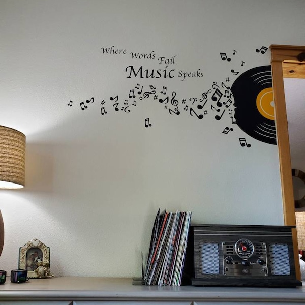 Musical Notation With Disc Wall Decals Musical Mark Vinyl Wall Sticker ...