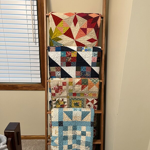 60" Tall Cherry Ladder Quilt Rack, 6 Different Widths Available, 26 ...