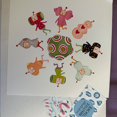 Moth Party Colorful Gouache Giclee Art Print Room Decor - Etsy