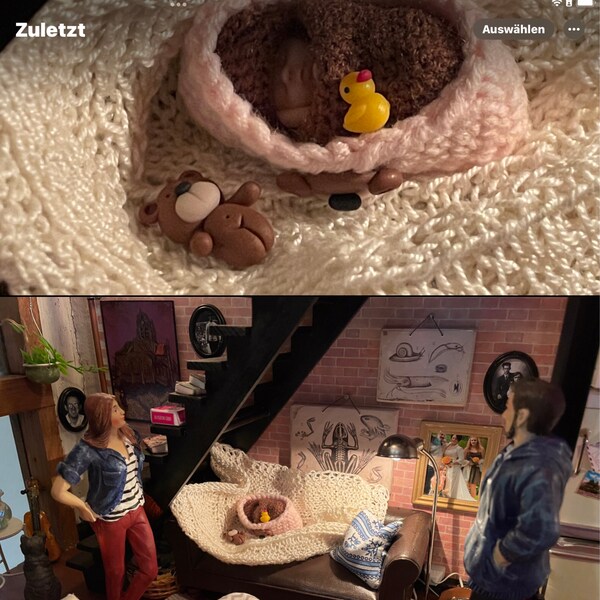 Micro Mini Newborn - Twins Teddy Bear - Polymer Clay Original Hand-free ...