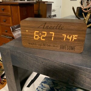 Personalized Wooden Clock Customized Alarm Clock Engraved House Warming ...