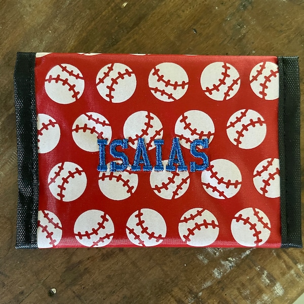 KIDS PERSONALIZED WALLETS - Embroidered Nylon Trifold Camo and Sports ...