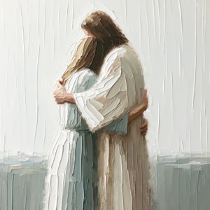 Woman Safe in His Arms Vertical Digital Download Jesus Embracing Woman ...