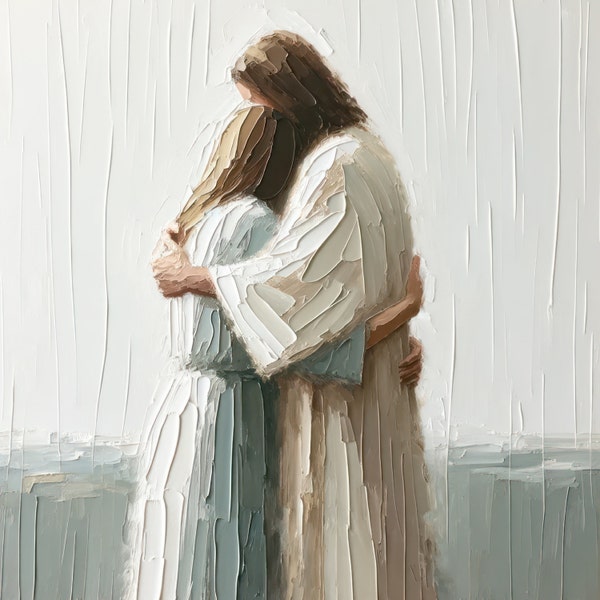 Woman Safe in His Arms Vertical | Digital Download | Jesus Embracing ...