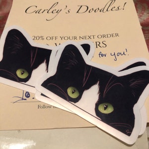 Peeking Cat Sticker Black and White Cat Stickers Tuxedo Cat Good ...