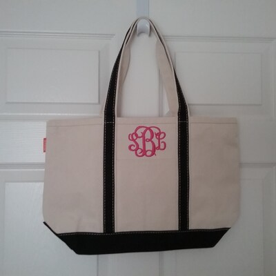 Monogrammed Canvas Tote Bag Monogram Tote Bag Personalized Canvas Tote ...