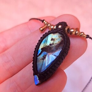 Cute Macrame Necklace Ammonite Rose Quartz Brass One of a Kind Unique ...