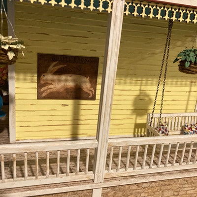 Miniature Vintage Primitive Design Sign White Rabbit Inn 1/24, 1/12 or ...