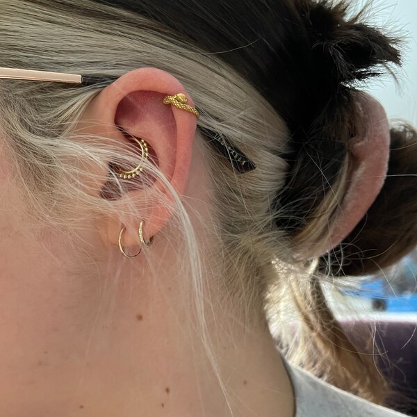 Snake Hinged Segment Hoop Earring, 16g Snake Cartilage Hoop, 16g Snake ...
