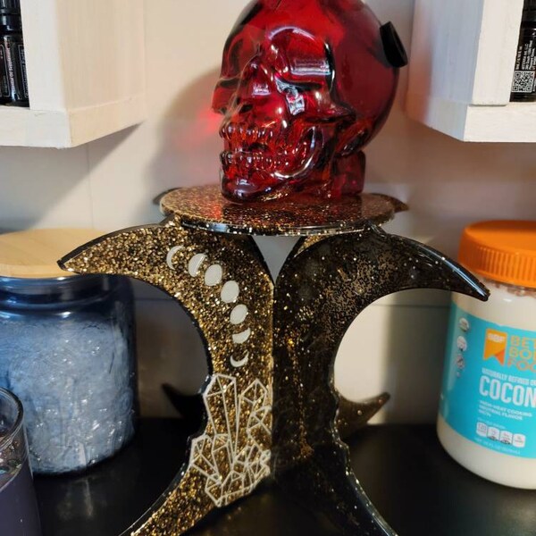 Moonphase Portable Altar Stand, Elevated Ritual Offering Plate for ...