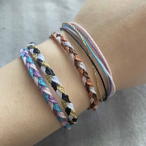 Colourful Woven Cotton Cord Bracelets, Adjustable Boho Bracelets for ...
