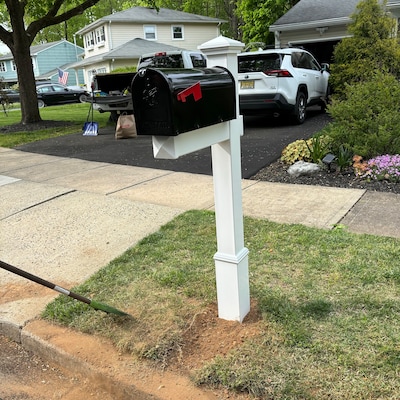 Mailbox With White Vinyl Post, Decorative Base, and Federation Style ...