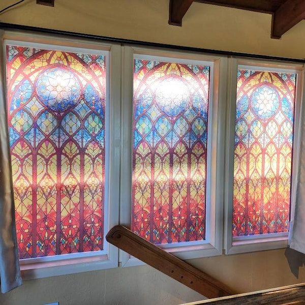 Stained Glass Window Cling Privacy Film Multicolored Window Films Non ...