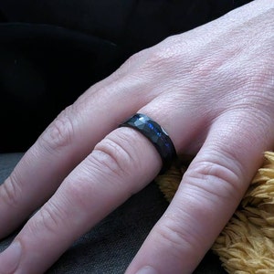 The Cosmo Nebula Ring, Mens Wedding Ring, Black Tungsten Outer Space ...