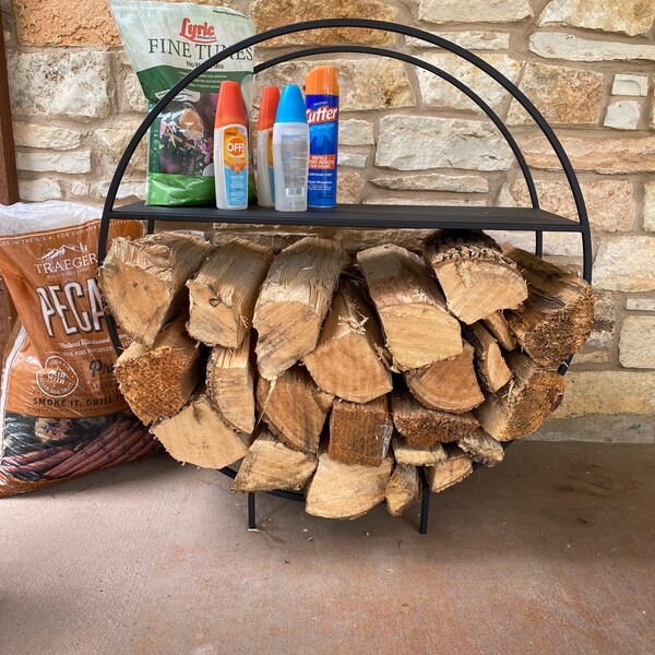 Round Log Holder // Minimalist Firewood Storage for Indoors or Outdoors ...