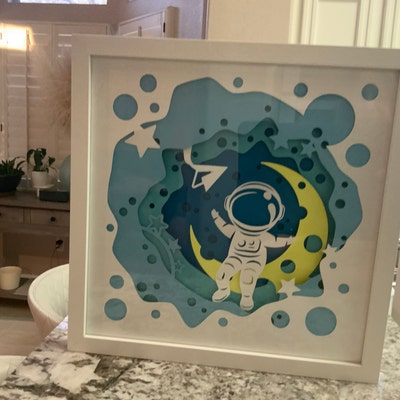 3D Astronaut Space Shadow Box, Layered Paper Cutting File, 3D Layered ...