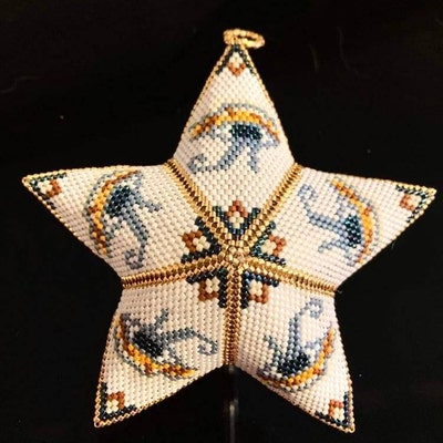 Peacock With Flowers 3D Peyote Star Pattern PFD Bird Floral - Etsy