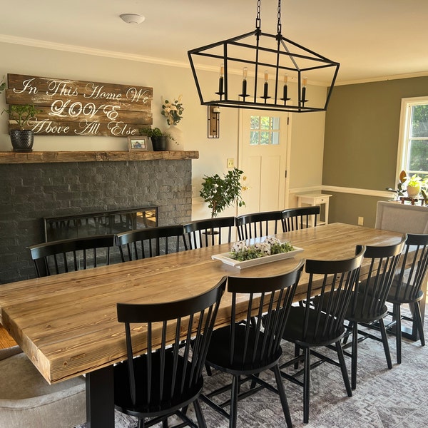 Reclaimed Beams Dining Table Black Steel Legs Industrial Loft Rustic Style Organic Barn Wood ...