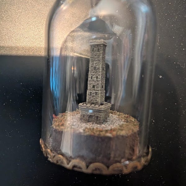 Glass Dome Diorama - Miniature Peel Tower on Wooden Base - Etsy UK
