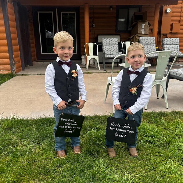 MULTIPLE Personalized Ring Bearer Sign || Wedding, Elopement || Rustic ...