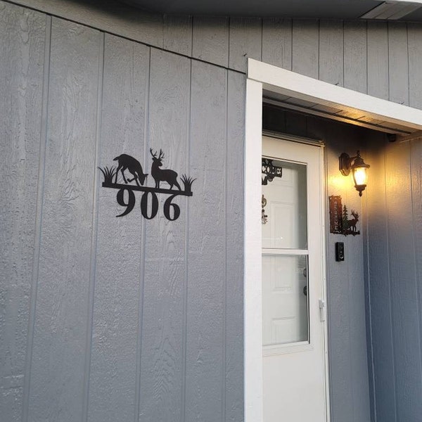 Custom Rustic Metal Address Sign Wilderness Sign - Metal House Number ...