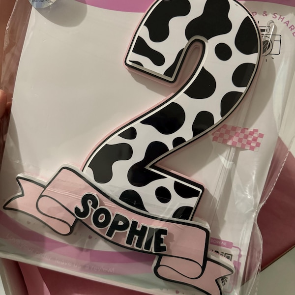 Cow Print Number Cake Topper - Farm Birthday Party Decor - Etsy