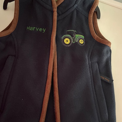Personalised Childrens Fleece Gilet With Tractor Design - Etsy UK