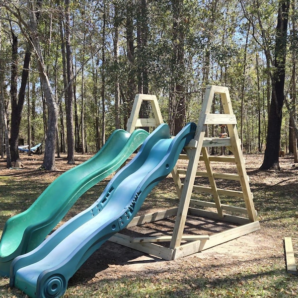 DIY Climbing Frame Woodworking Plans: Outdoor Playground With Slide ...