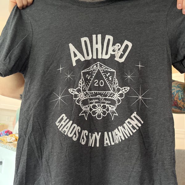 ADHD Dnd Tee,d20 Dice Chaos Alignment Shirt,funny Dungeons & Dragons T ...