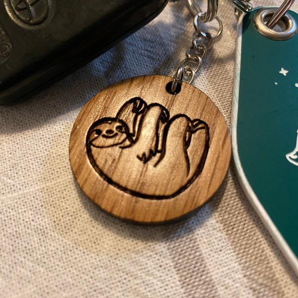 Wood Sloth Bourbon Barrel Keychain - Etsy