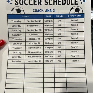 Editable Soccer Schedule Template | Canva Soccer Game & Practice ...