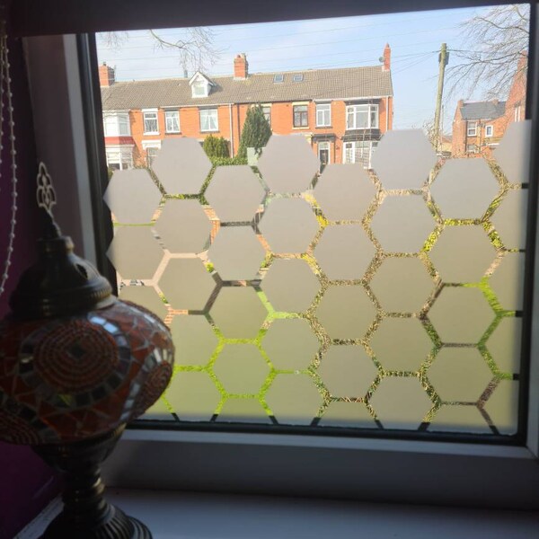 Frosted Honeycomb Window Privacy Stickers, Etched Window Privacy Decals ...