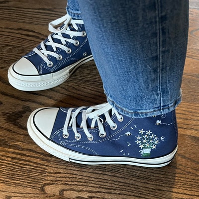 Embroidered Converse/converse Hi Tops/embroidered Colorful Bear ...