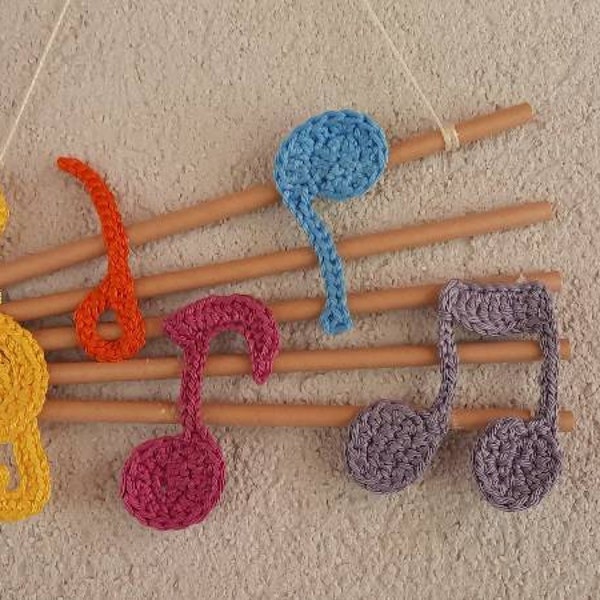 Musical Note Crochet Pattern: Treble Clef, Quarter, Half, Eighth Note ...