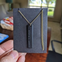 BLACK DRIP Pendant Necklace, Matte Black Mens Necklace, Long Necklace ...