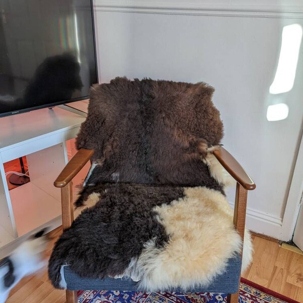 Dark Mohair Goatskin Rug, Long Hair Goat Rug for Upholstery, Wall Decor ...