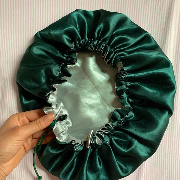 Customisable - Drawstring Double Layered Reversible Satin Bonnet ...