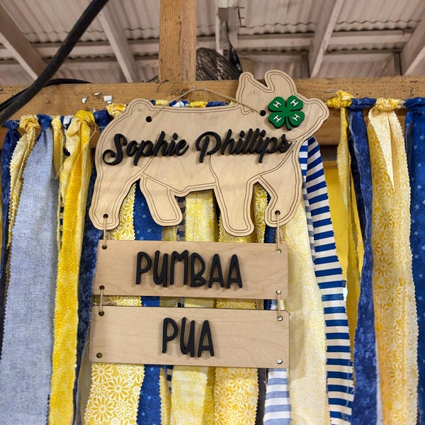 Show Pig Stall Sign With Hanging Name Plate, Wood Livestock Show Sign ...