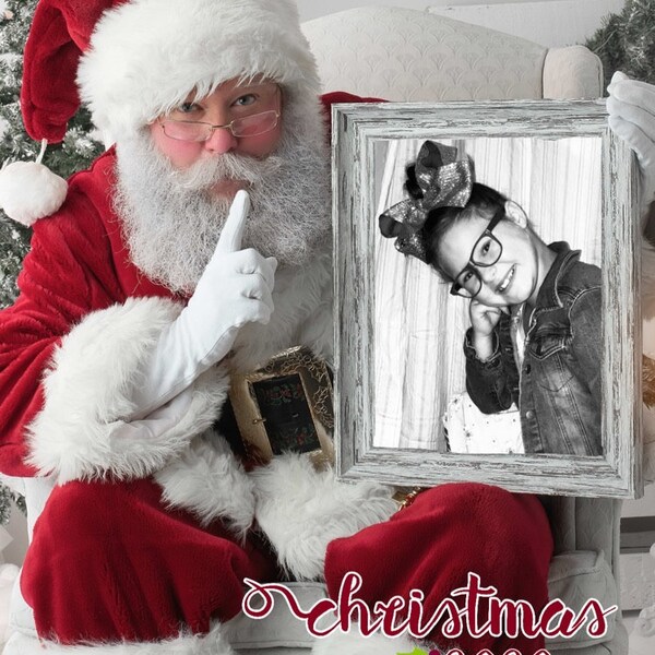 Santa Photo Template for Photoshop and Canva - Holding Portrait Frame ...