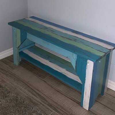 Beach House Style Indoor Coastal Bench Farmhouse Kitchen Seating ...
