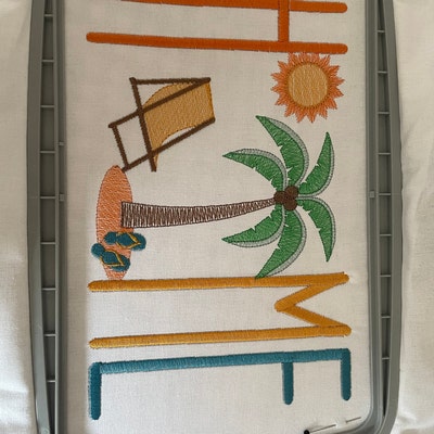 HOME With Beach Scene Machine Embroidery Design Quick Sketch Stitch ...