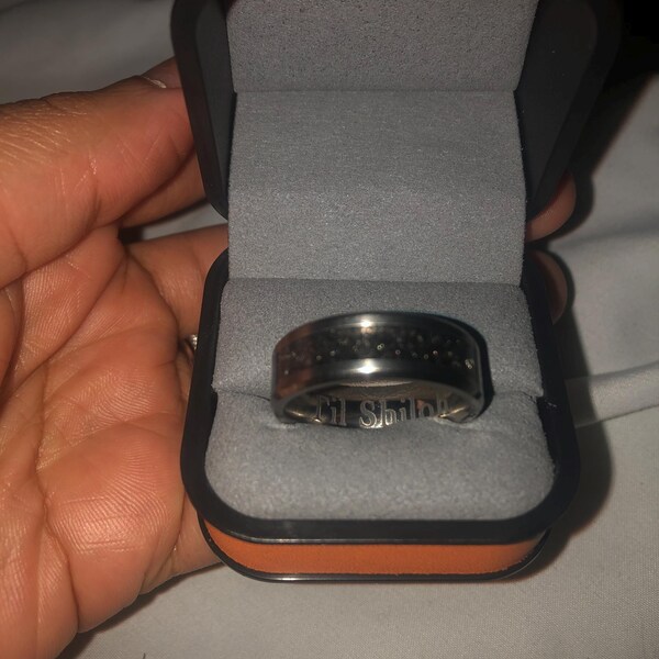 Reaper Ring - Vivianite Crystal Inlay Ring, Tungsten Titanium Ceramic ...