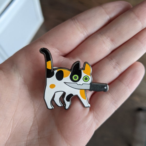 Calico Knifecat Enamel Pin - Etsy