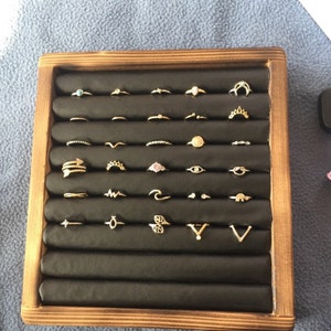 Ring Display Tray in Weathered Wood With Burlap or Black Insert Half ...