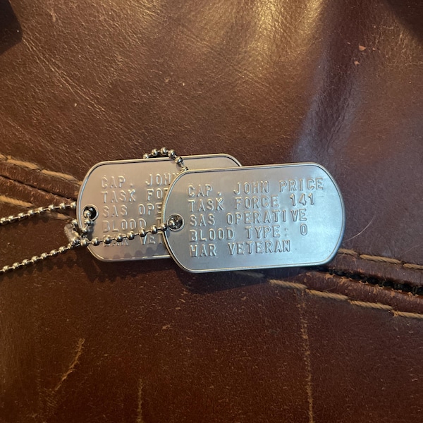 Captain JOHN PRICE Military Dog Tag Set US Cosplay Stainless Steel ...