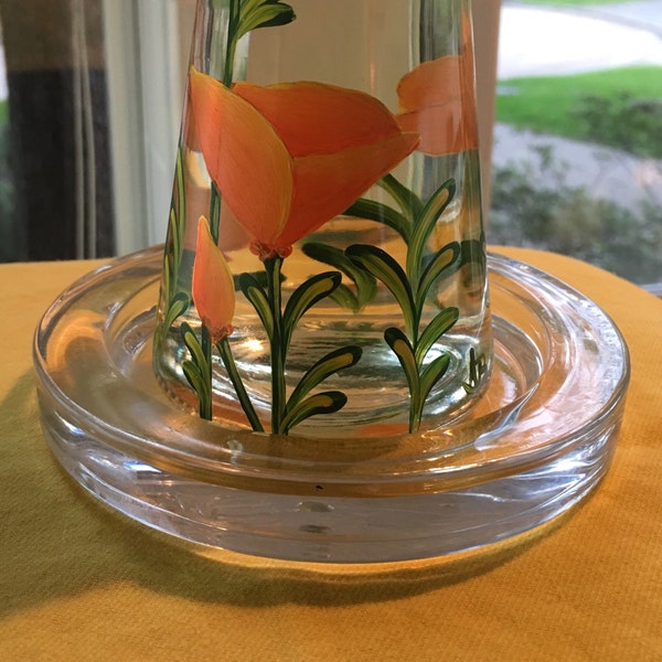 Painted Glass Bottle,cardinal,soap Dispenser,oil Bottle,vinegar Bottle ...