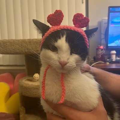 Crochet Pattern: Valentines Day Heart Headband for Cats With Ear Holes ...