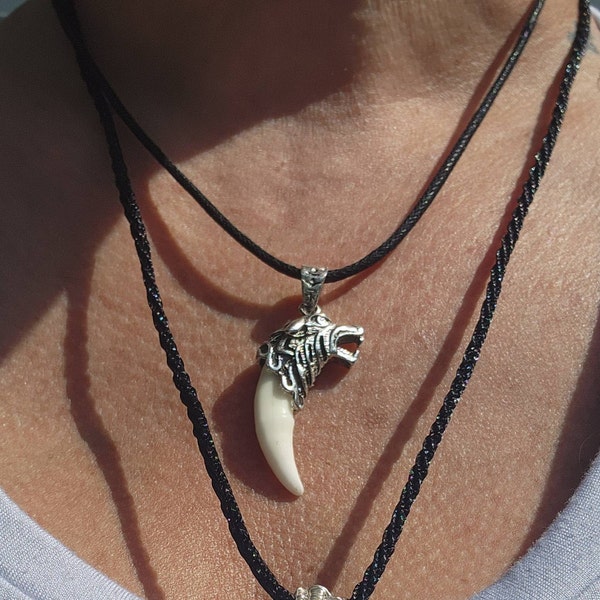 Real Animal Bone Necklace / Coyote Fang Necklace / Fox Tooth, Alligator ...