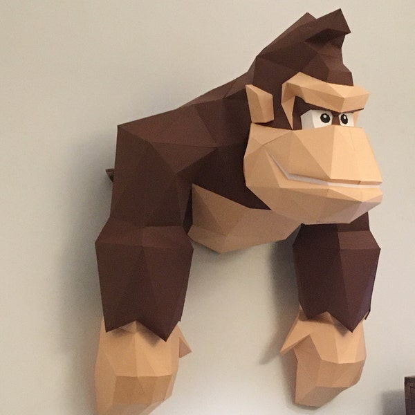 Donkey Kong Papercraft Template, Abstract Low Poly 3D Origami, Home ...