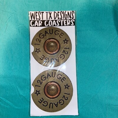 12 Gauge Car Coaster Car Coasters Set of 2 Bullet Car Coaster Sandstone ...